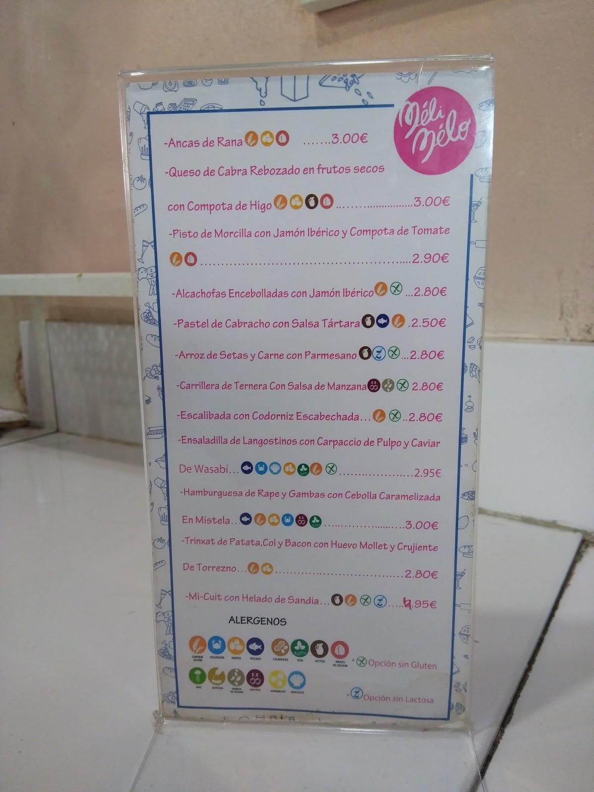 Carta de Restaurante Méli-Mélo, Zaragoza, Calle Mayor