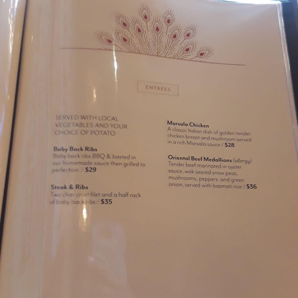 Menu at Thandi restaurant, Saint John