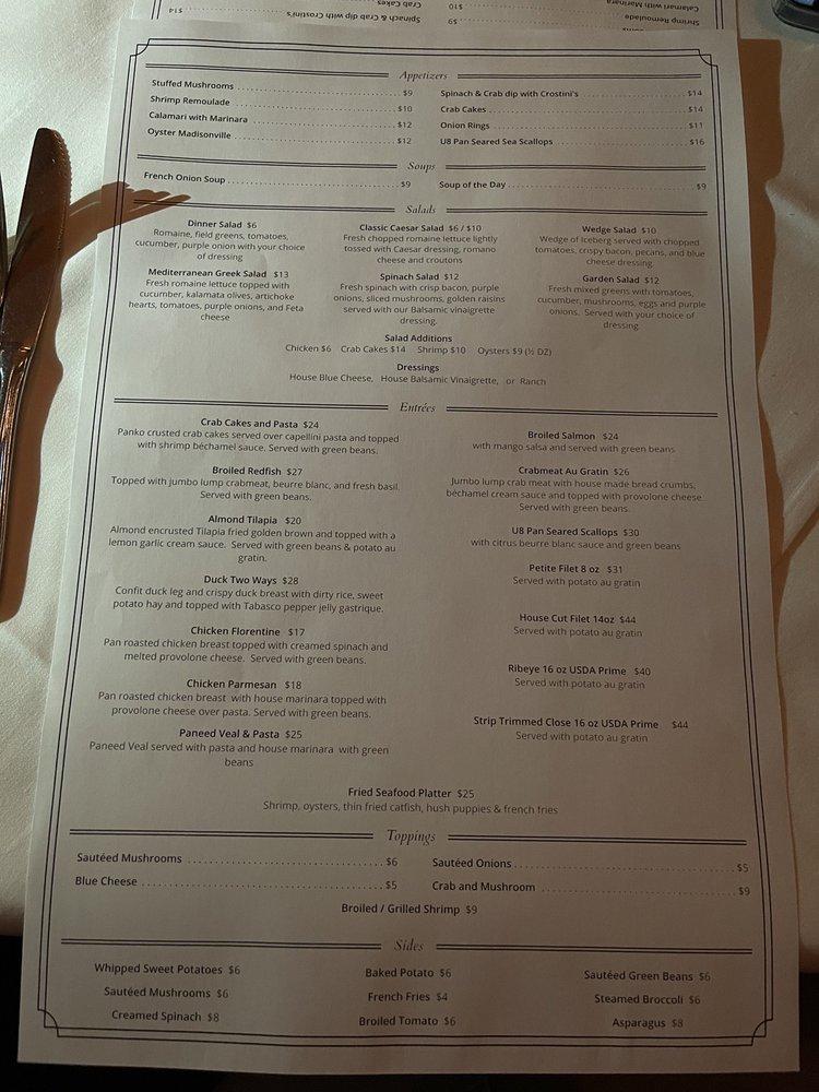 Menu at Keith Young's Steakhouse, Madisonville