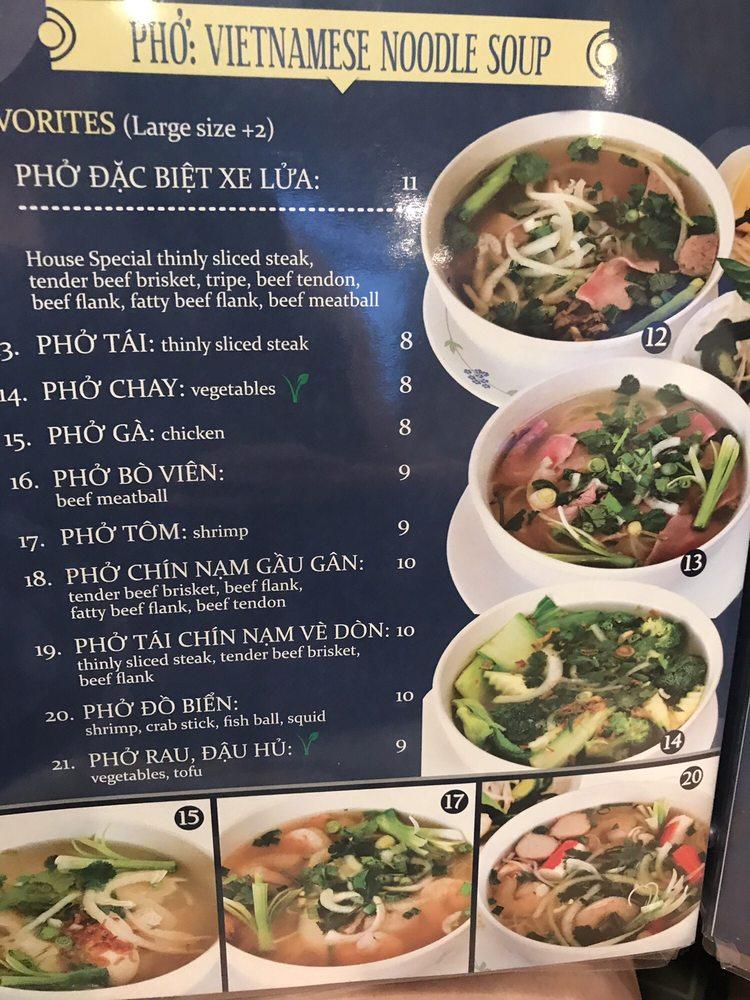 Menu at Pho 77 Rialto restaurant, Rialto