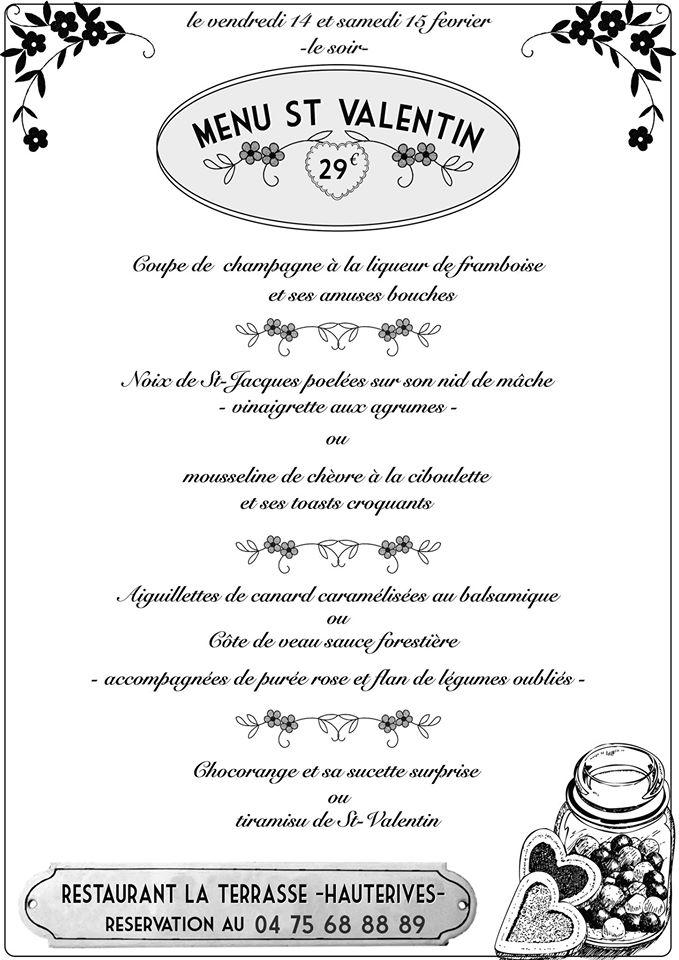 Menu au Restaurant la Terrasse, Hauterives