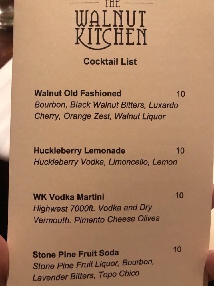 Menu at The Walnut Kitchen steakhouse, Maryville