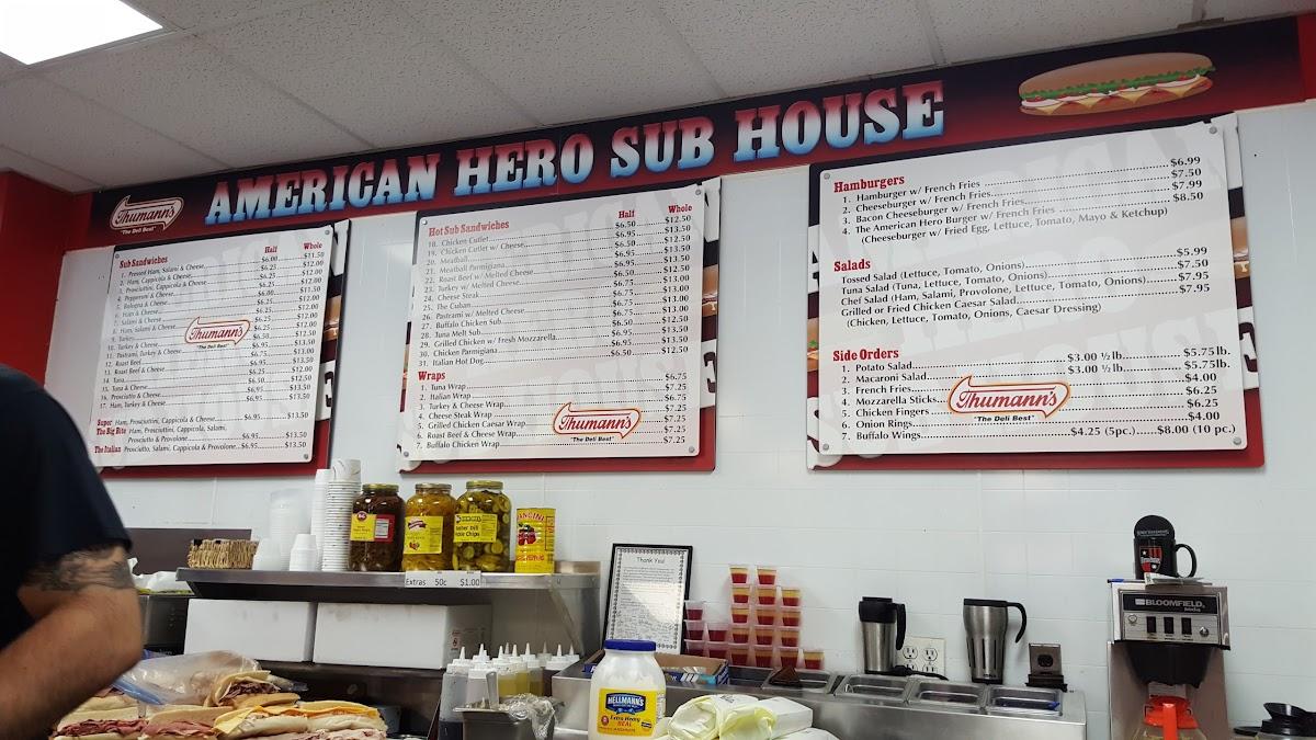 Menu at American Hero Subhouse restaurant, Lyndhurst