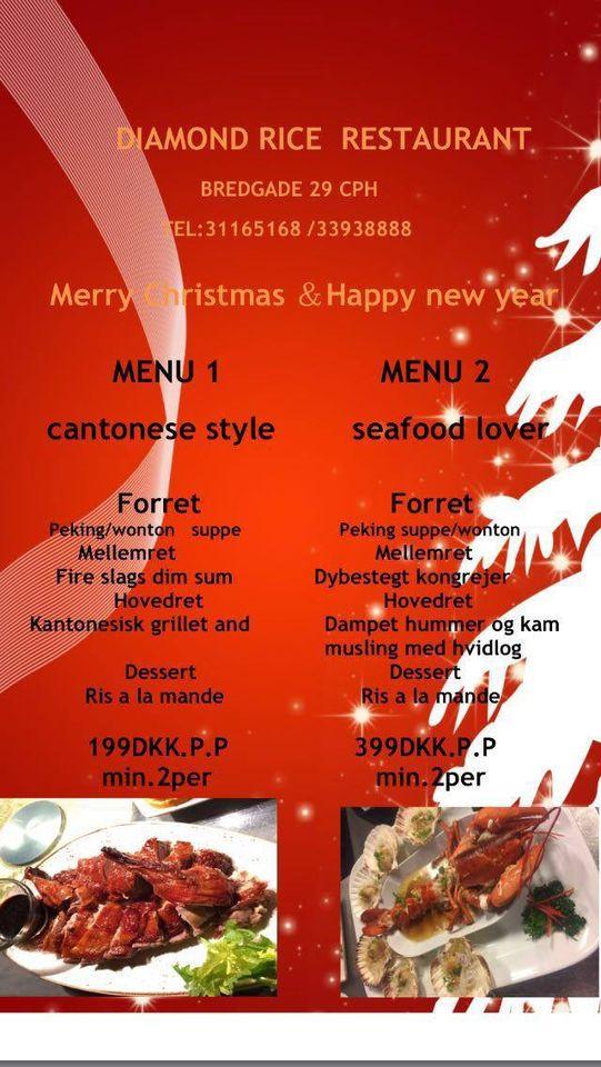 Menu at Diamond Rice restaurant, Copenhagen