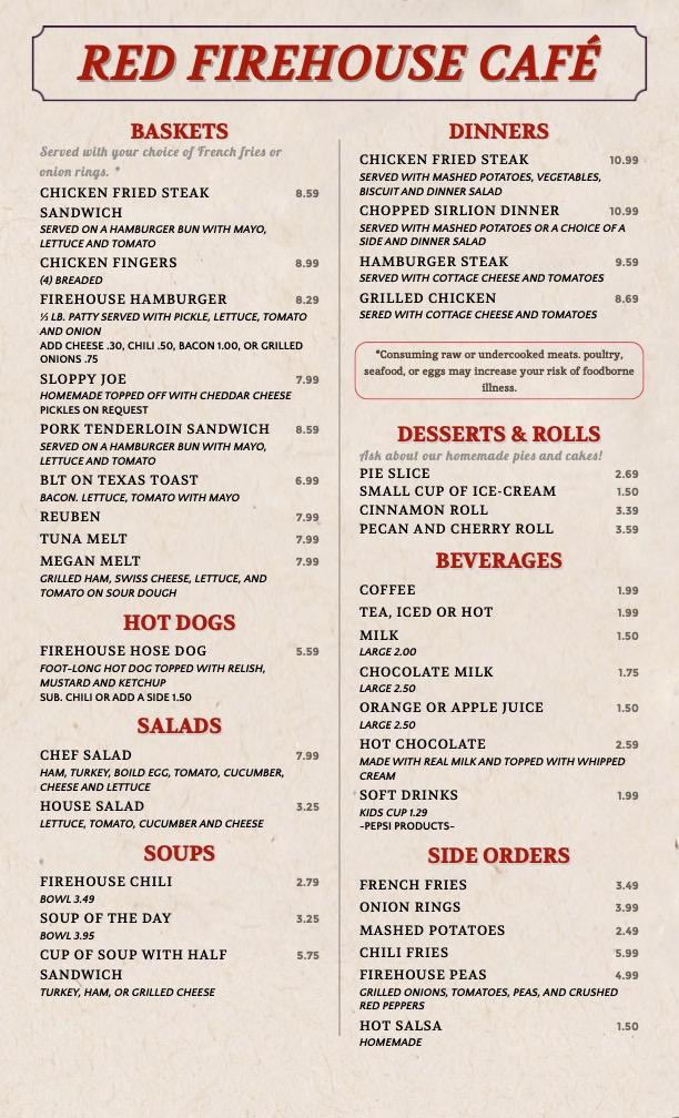 Menu at Firehouse Cafe, Hutchinson, E 4th Ave