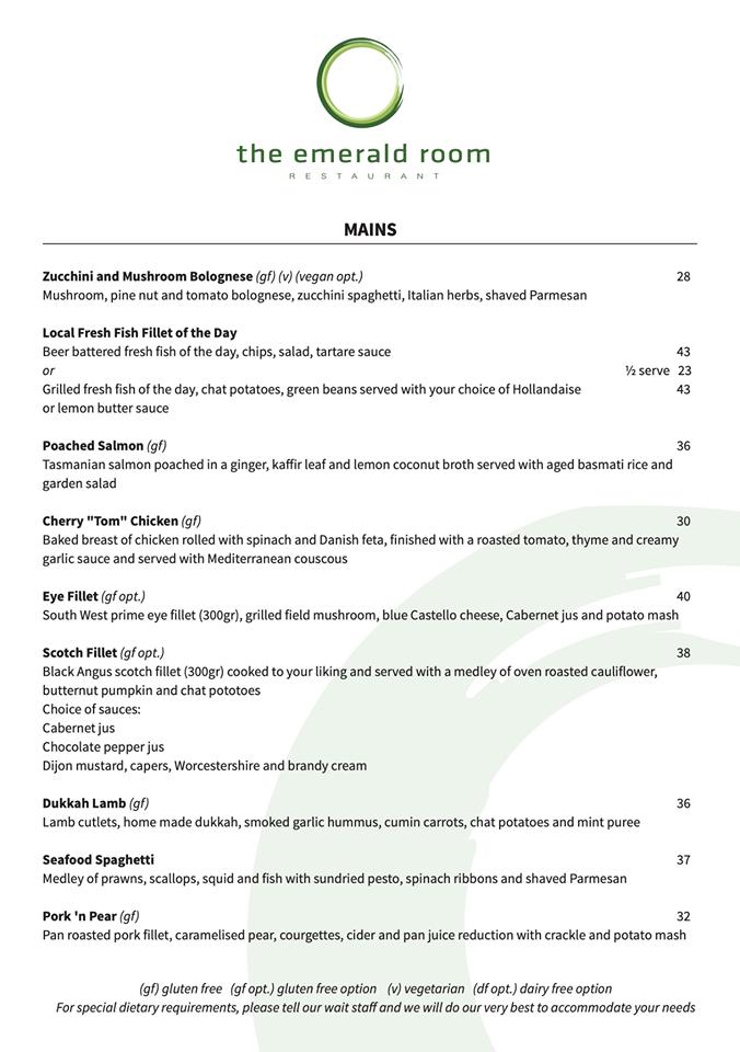 Menu at Hospitality Geraldton, SureStay Collection by Best Western ...