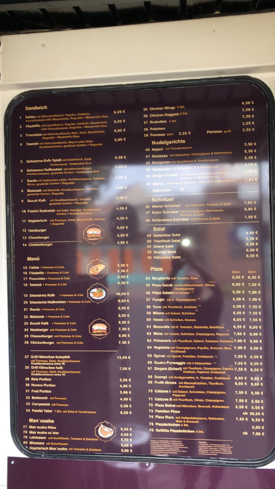 Menu at Karam Beirut, Düren