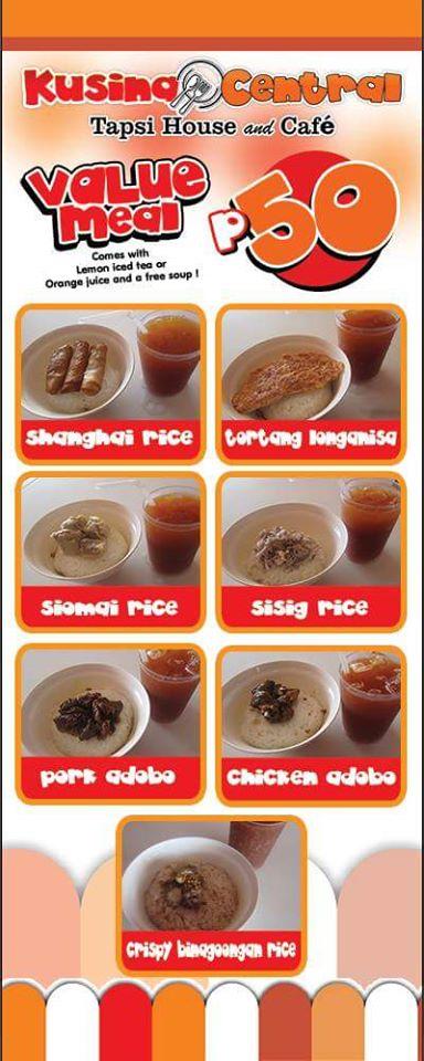 Menu at Kusina Central restaurant, Cabanatuan City