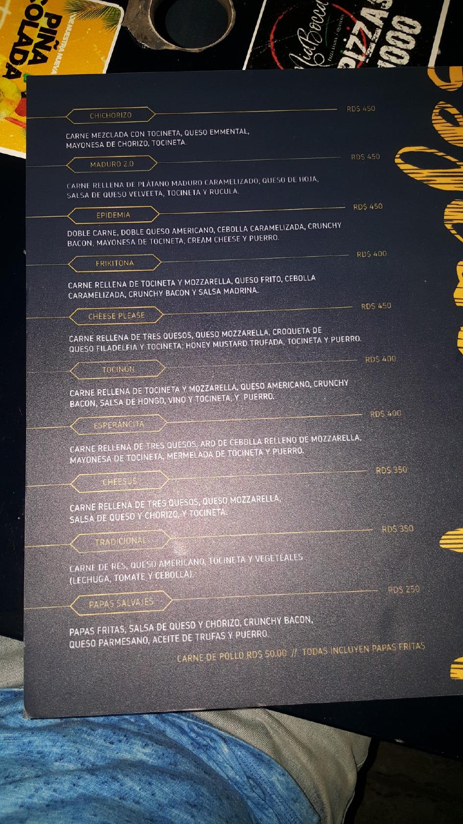 Menu at Pattio 85 Food Factory restaurant, La Vega