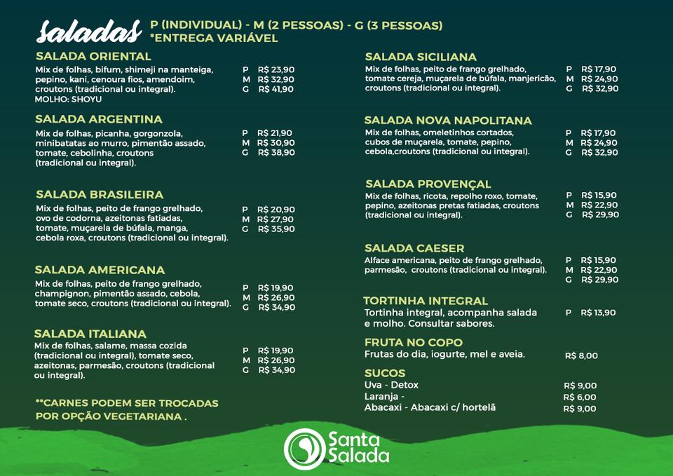 Menu at SANTA SALADA DELIVERY restaurant, Jaú