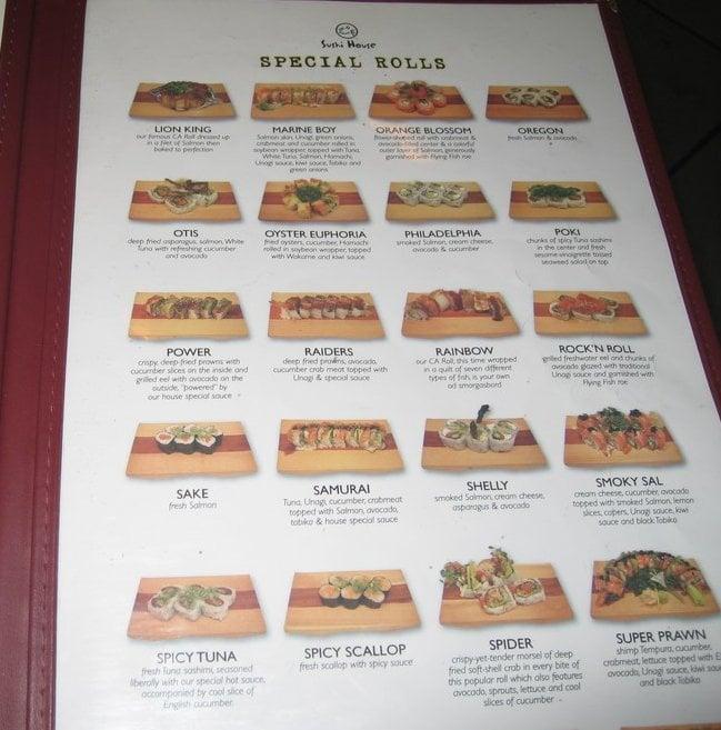 Menu at Sushi House restaurant, Alameda