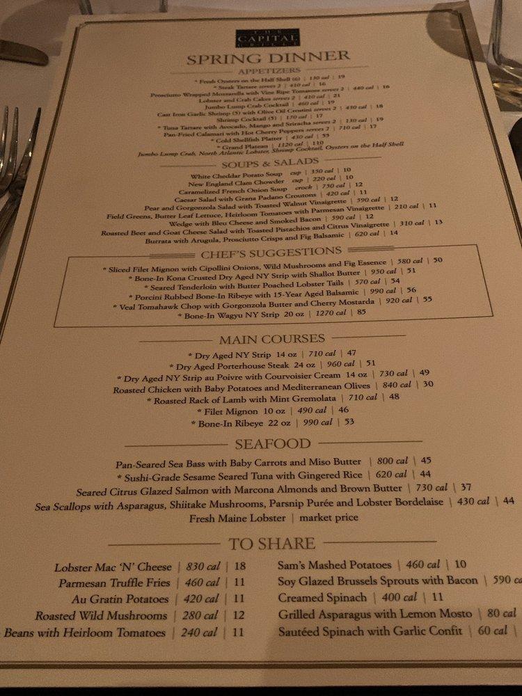 Menu at The Capital Grille pub & bar, Baltimore