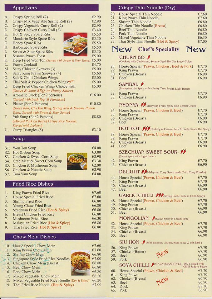 Menu at Chinatown Chinese Take Away restaurant, Lucan, Unit 14