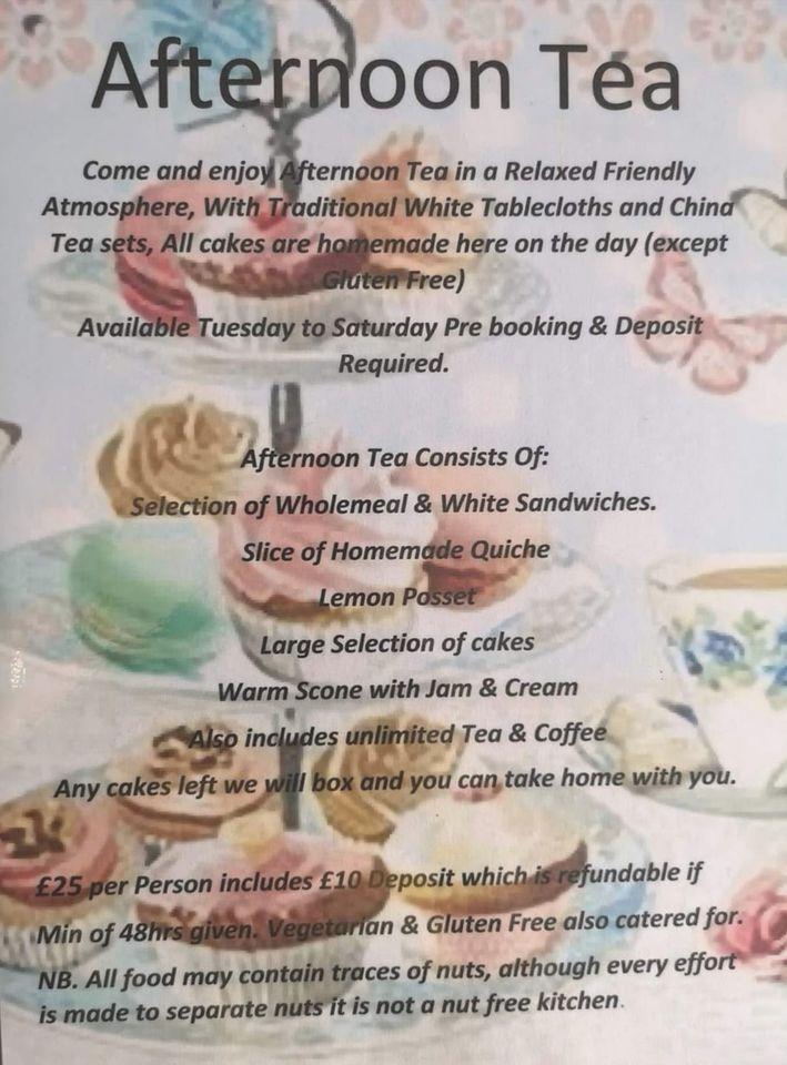 Menu at The Tea Tree cafe, Hemel Hempstead