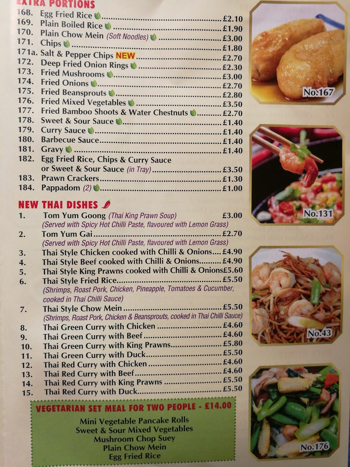 Menu at Hai Yang fast food, Aberystwyth