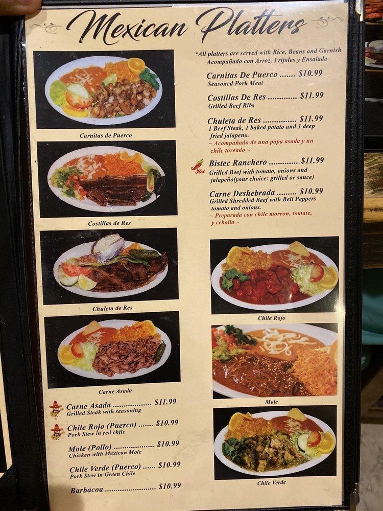 Menu at Lindo Mexico restaurant, Albuquerque, Central Ave NE