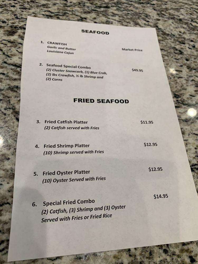 Menu at Pho Seafood and Crawfish restaurant, Missouri City