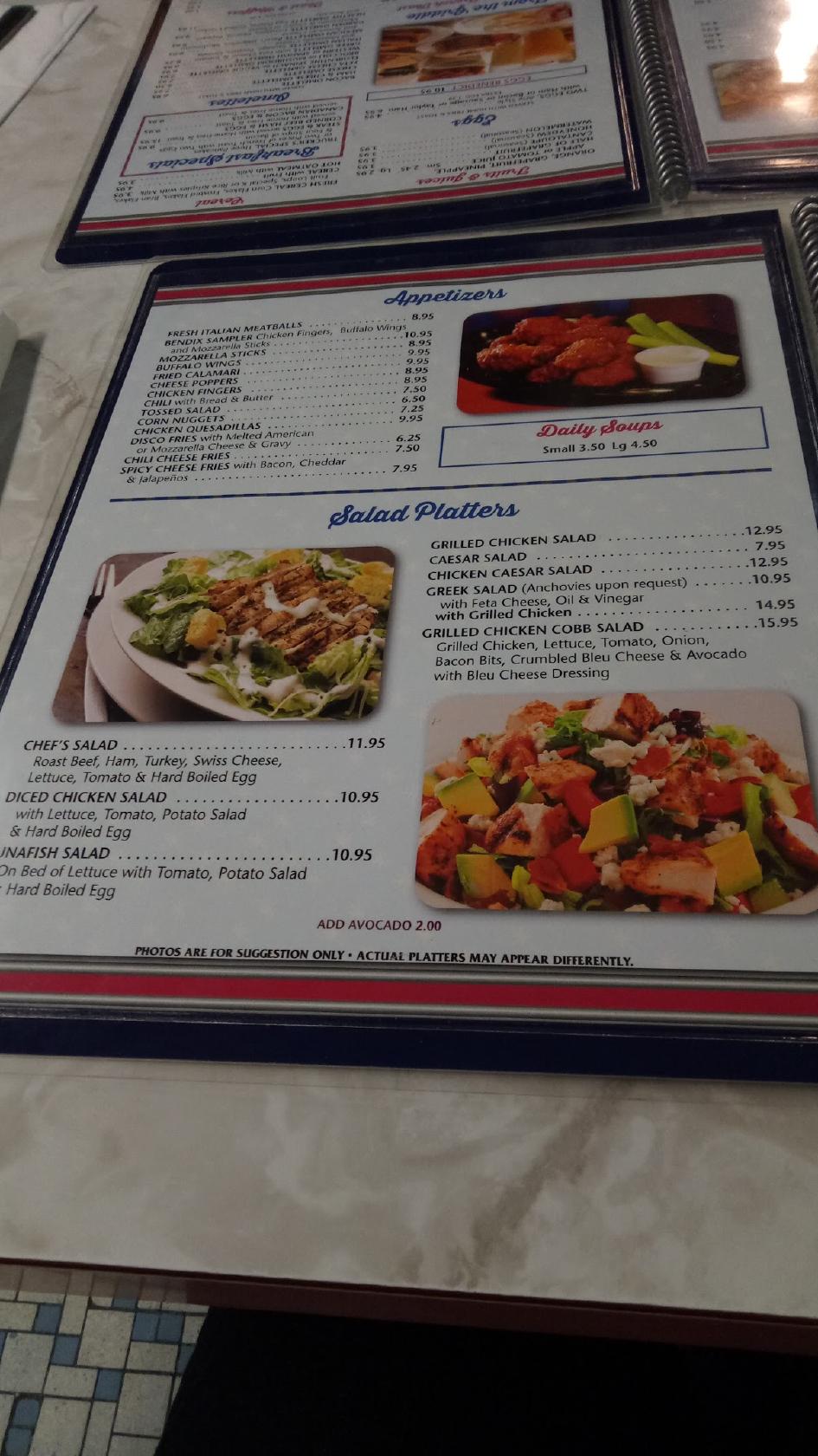 Menu at Bendix Diner restaurant, Hasbrouck Heights, 464 NJ-17