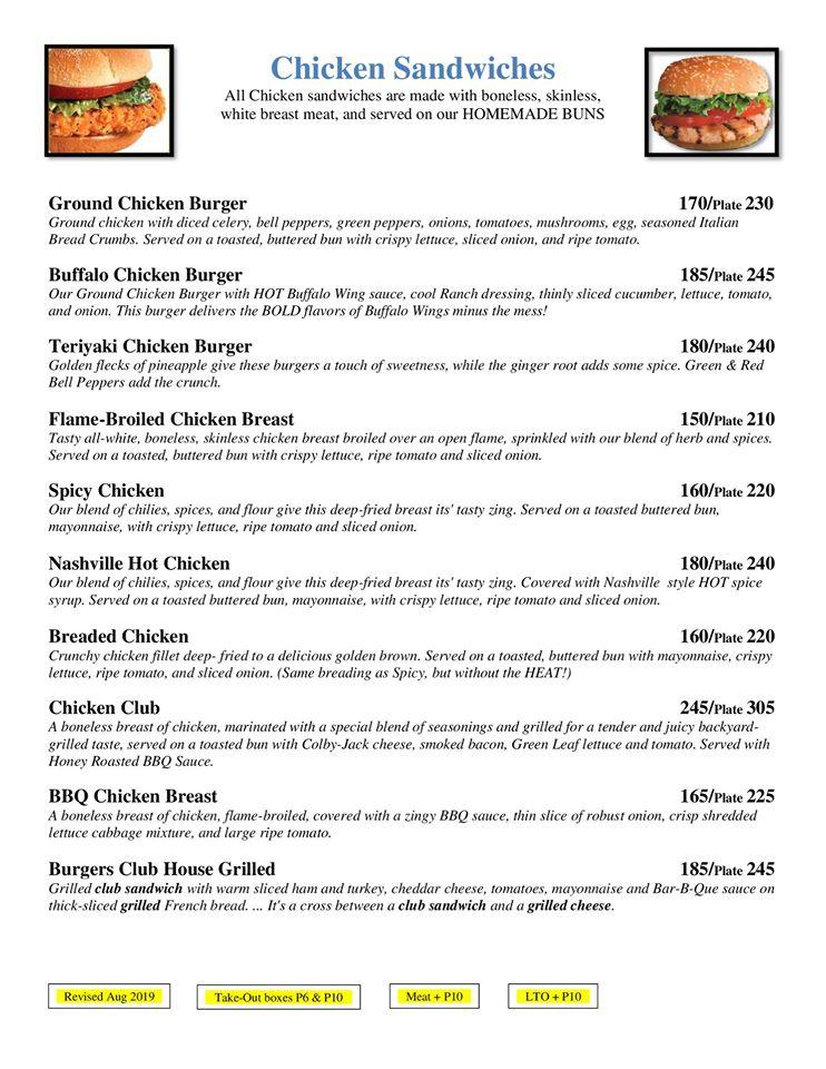 Menu at Mike's Burgers & Beer restaurant, San Carlos City