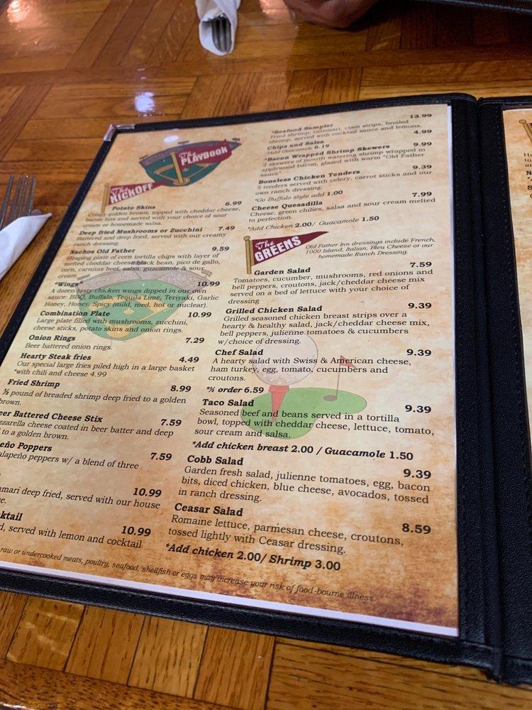 Menu at Old Father Inn steakhouse, Marana