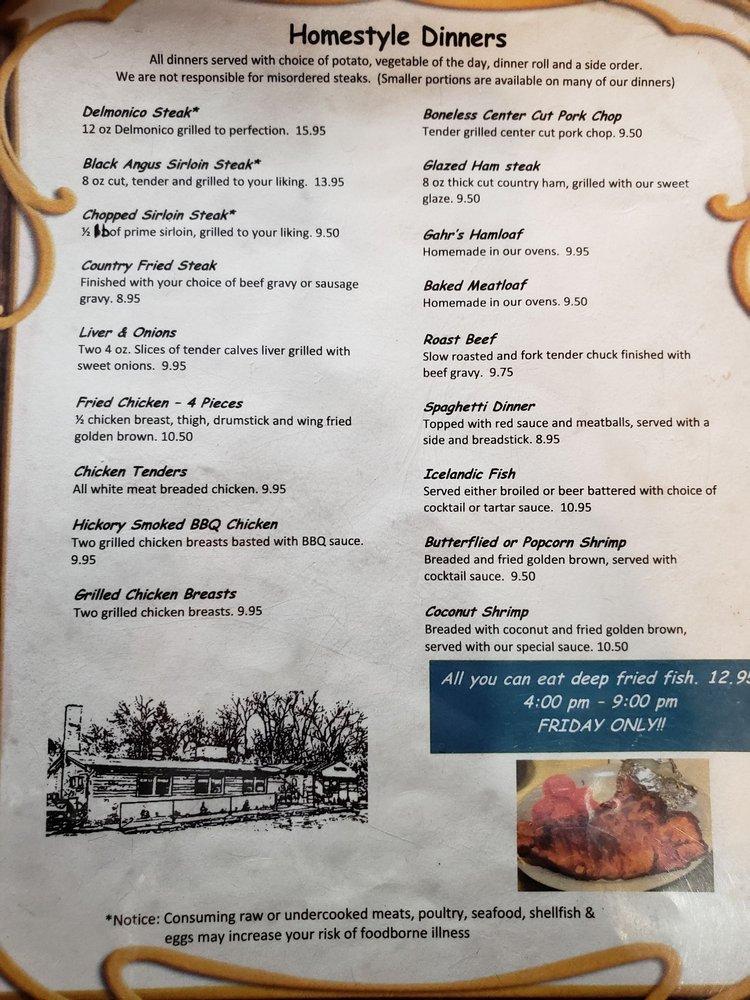 Menu at The Log Cabin BBQ, Seneca