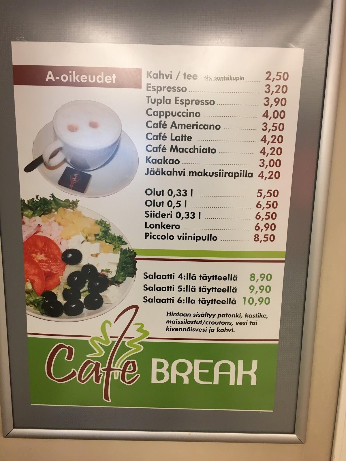Carta de Cafe Break, Rovaniemi