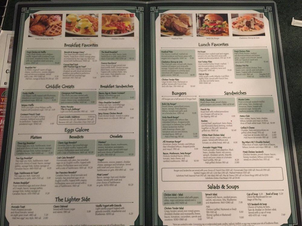 Menu at Metro Diner restaurant, Murfreesboro