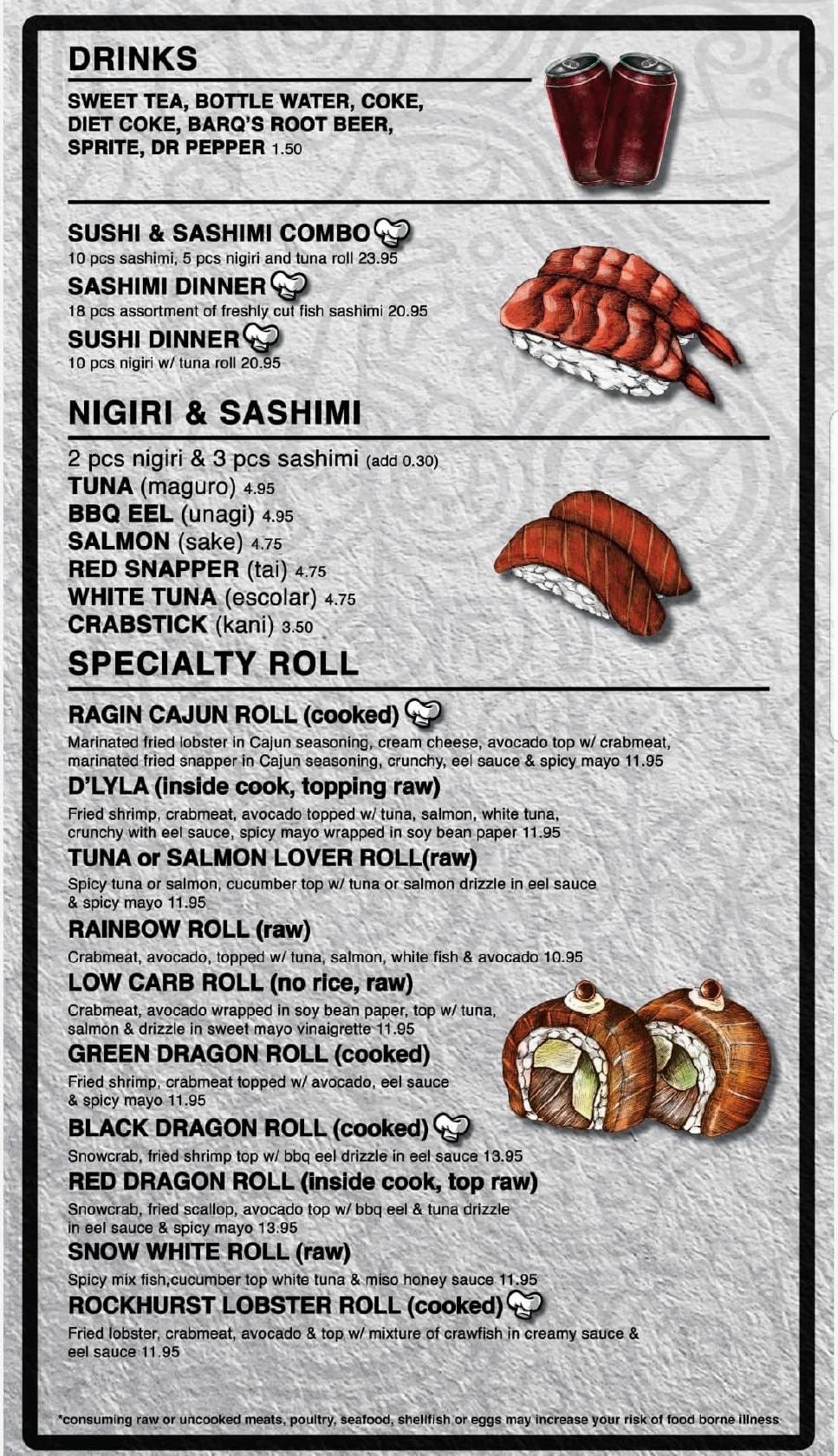 Menu at Raku Hibachi & Sushi Smithville restaurant, Smithville