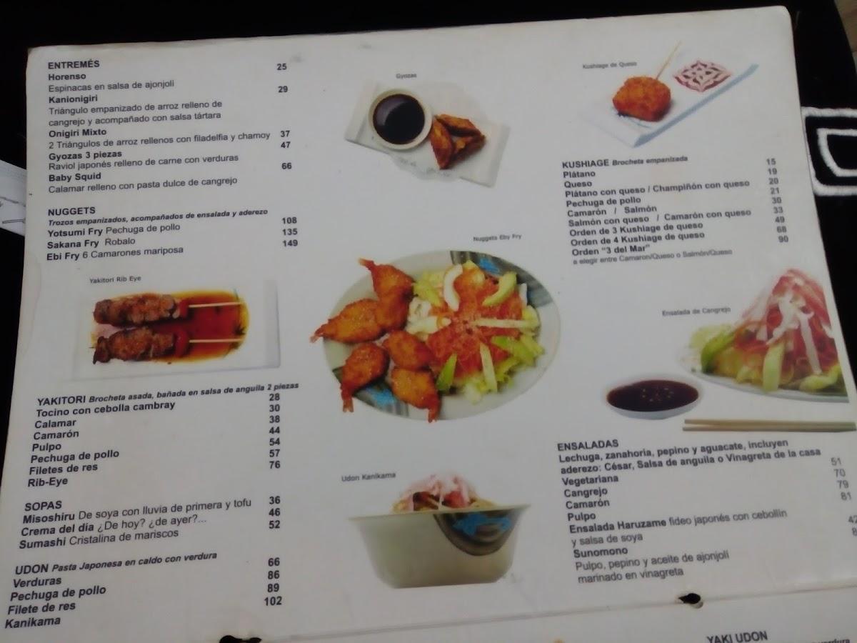Menu at Damoro Dushi & Teppan restaurant, Mexico City