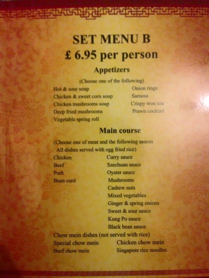 Menu at Dragon Delight, Melksham