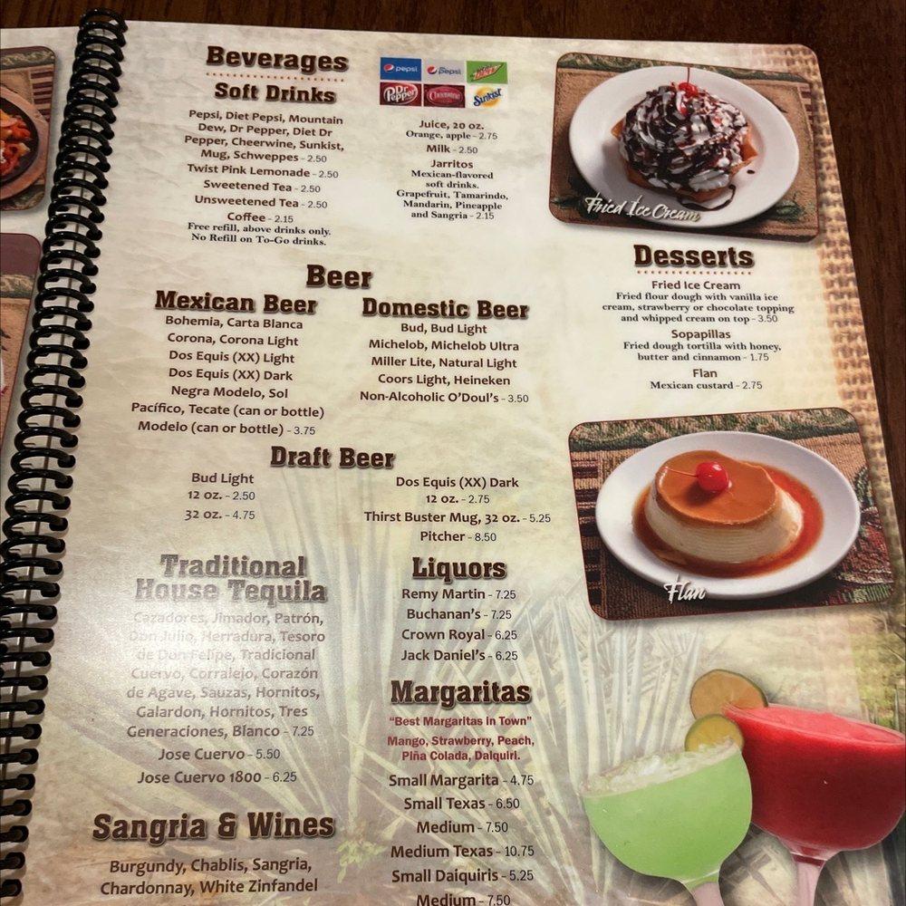 Menu at El Agavero Mexicano restaurant, Mount Airy