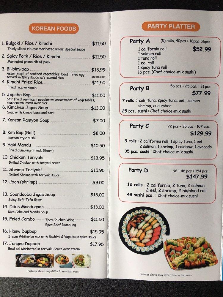 Menu at Sushi King restaurant, Highland Falls