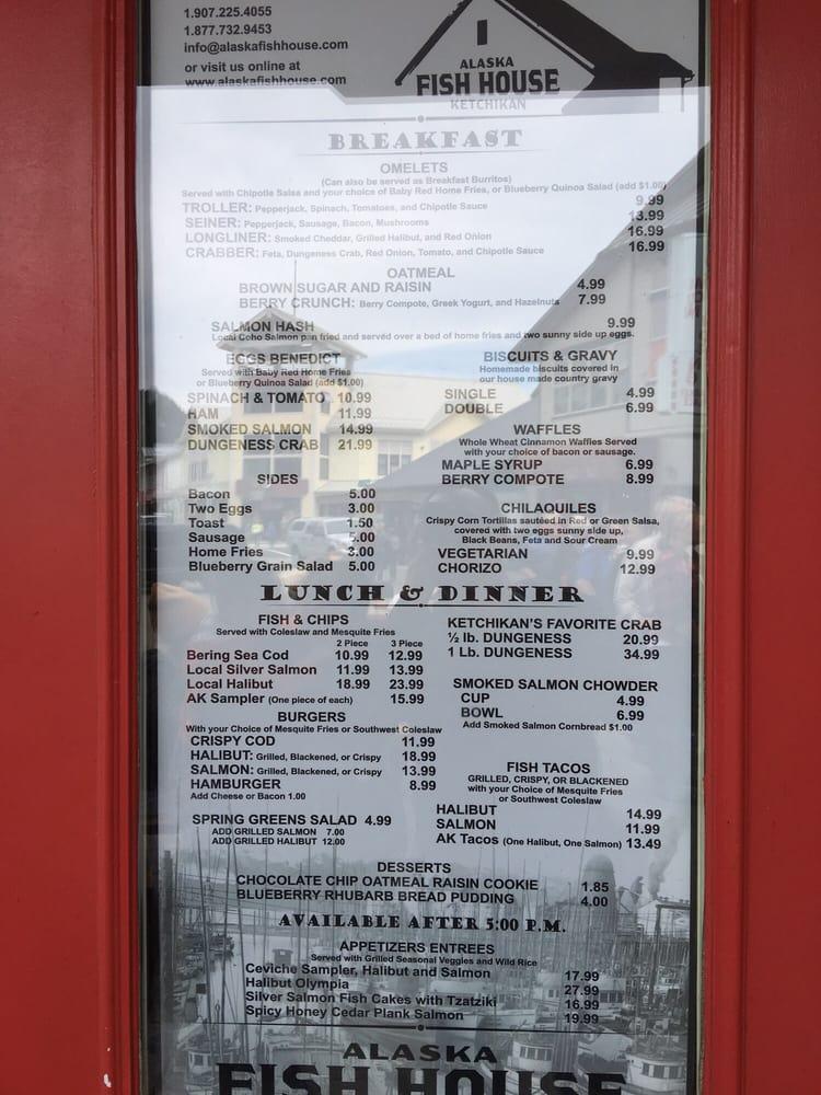 Menu at Alaska Fish House restaurant, Ketchikan