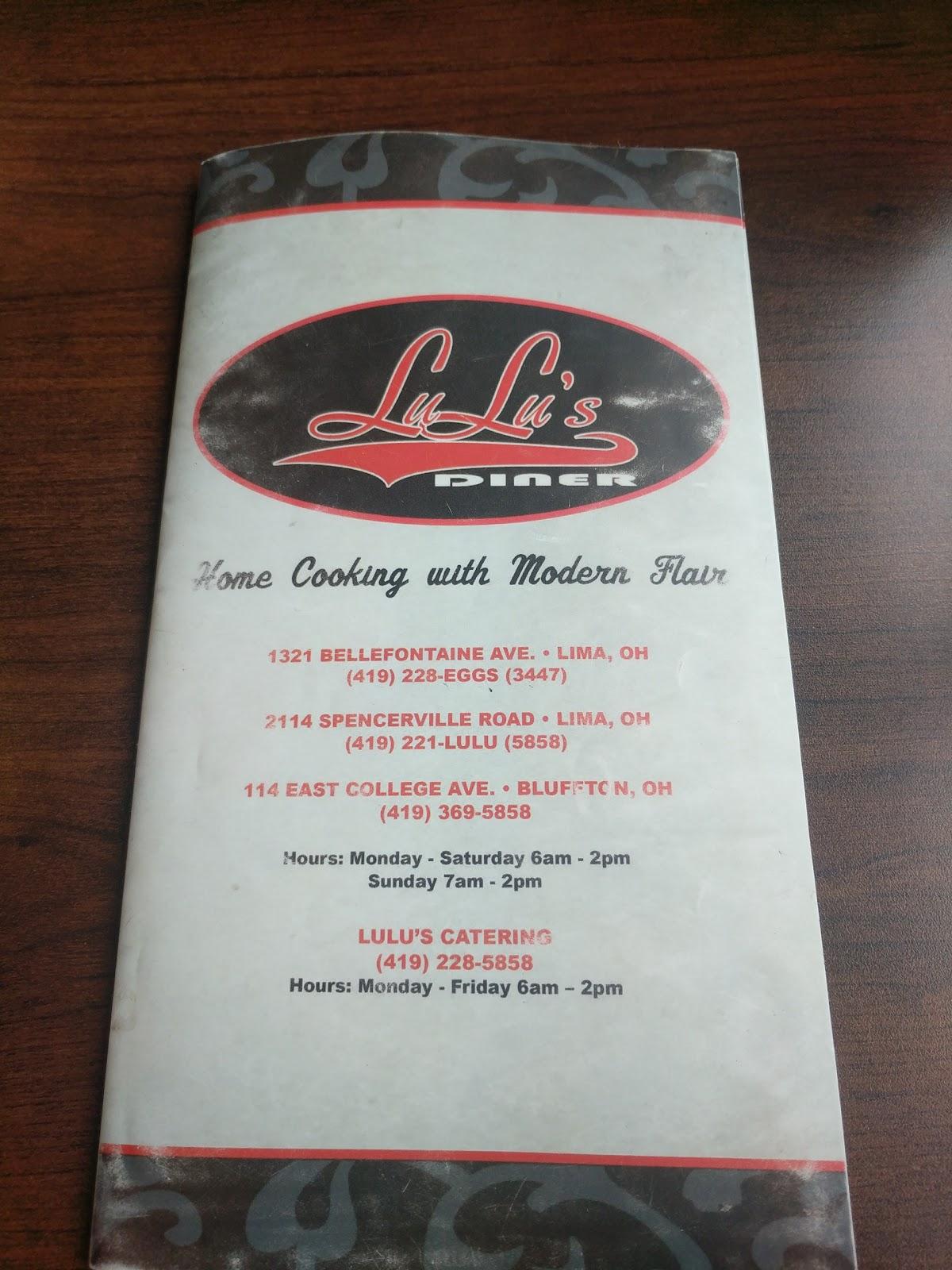 Menu at Lulu's Diner restaurant, Bluffton