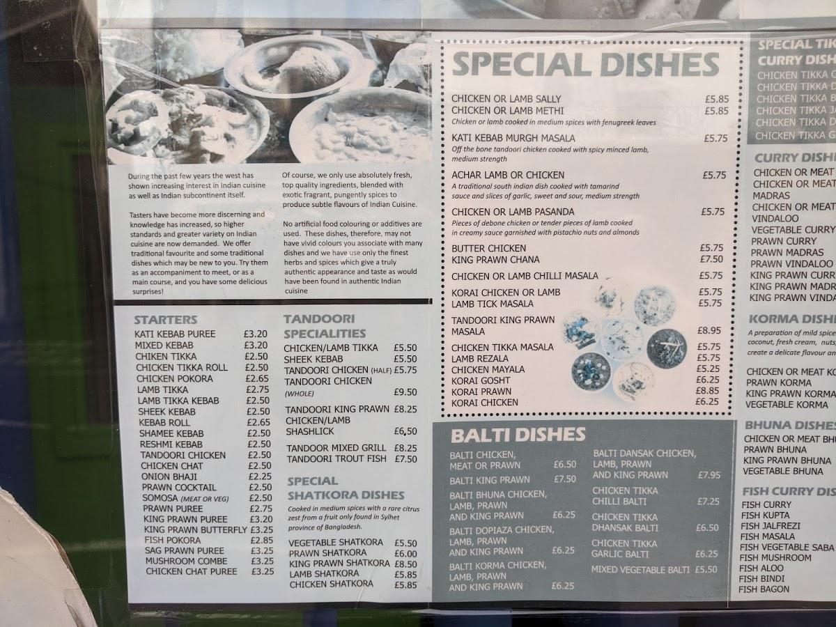 Menu at Nehar Indian Takeaway fast food, Lampeter