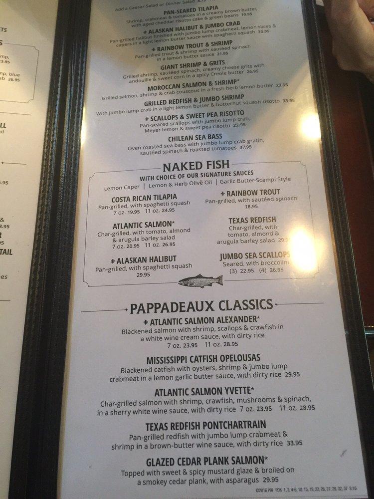 Menu at Pappadeaux Seafood Kitchen restaurant, Norcross, Jimmy Carter Blvd