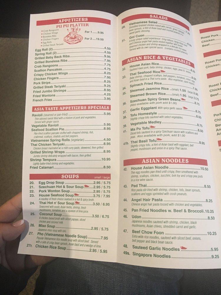 Menu at Asia Taste Cafe & Grille, Peabody