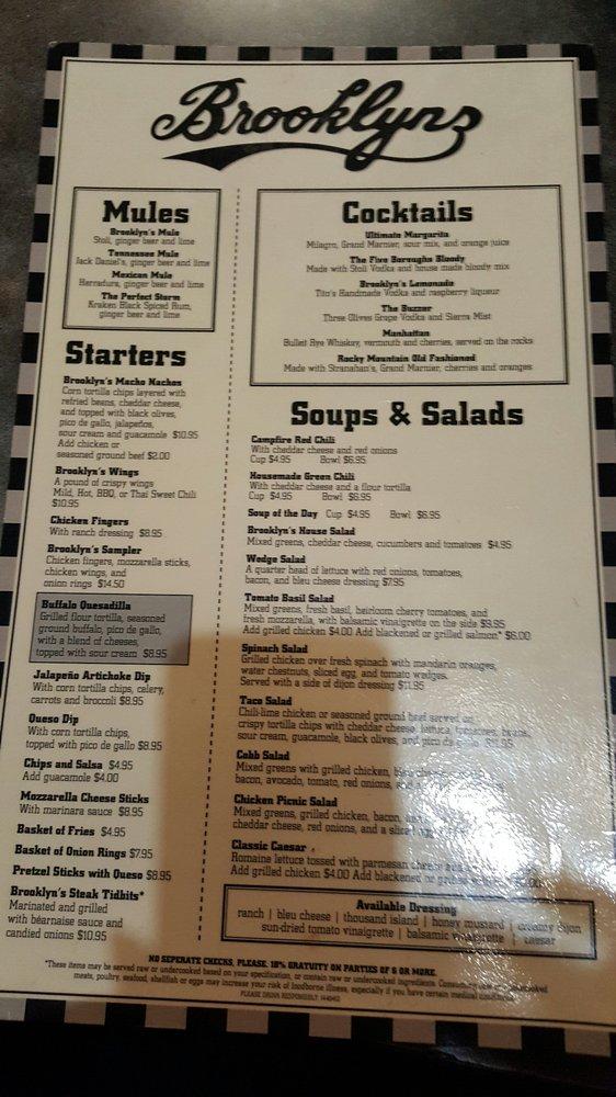Menu at Brooklyn's At Ball Arena pub & bar, Denver, 901 Auraria Pkwy