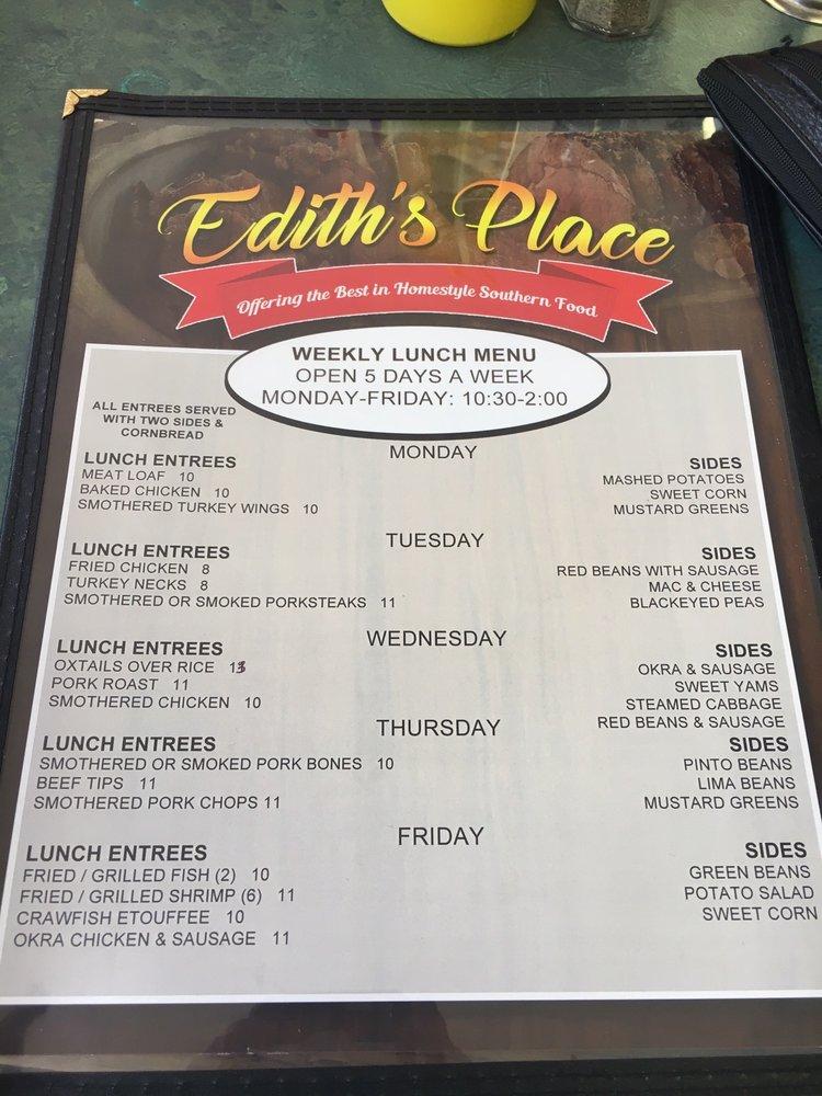 Menu at Edith's Place restaurant, Port Arthur, 743 Procter St