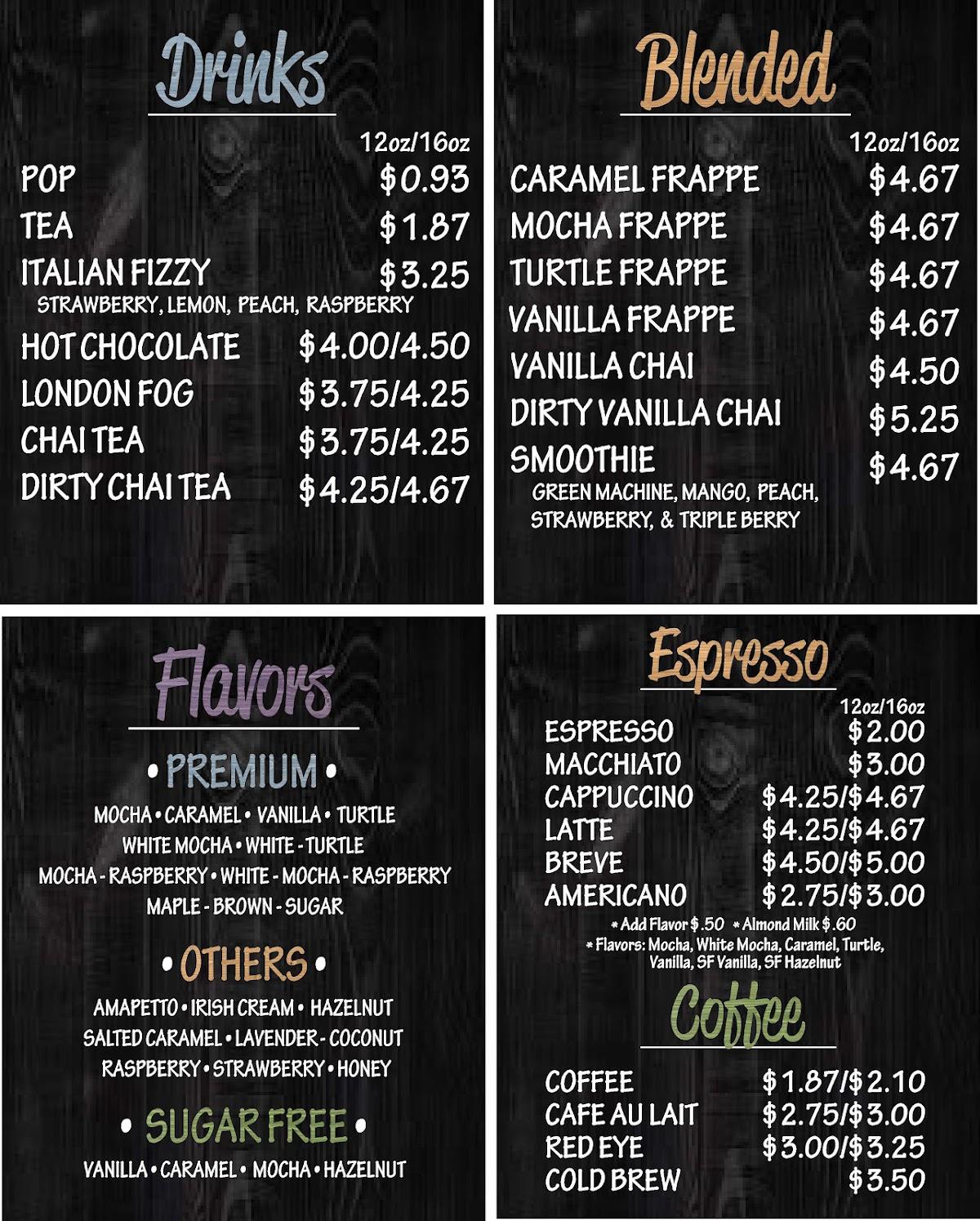Menu at Feed Mill Coffee Co. restaurant, Algona