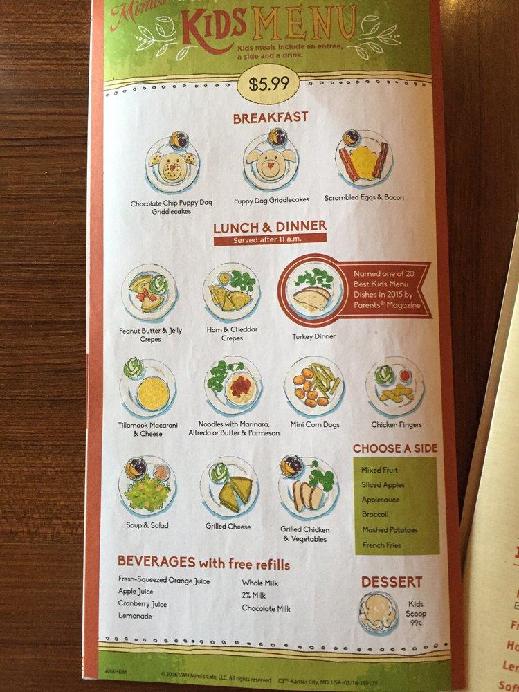 Menu at Mimi's Cafe, Anaheim, S Harbor Blvd