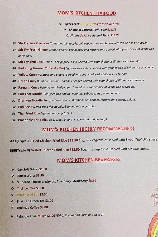 Menu at Mom's Kitchen pub & bar, Fairbanks