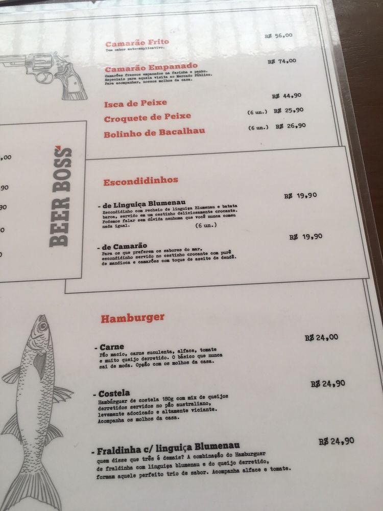 Menu at Beer Boss pub & bar, Florianópolis, Largo da Alfândega