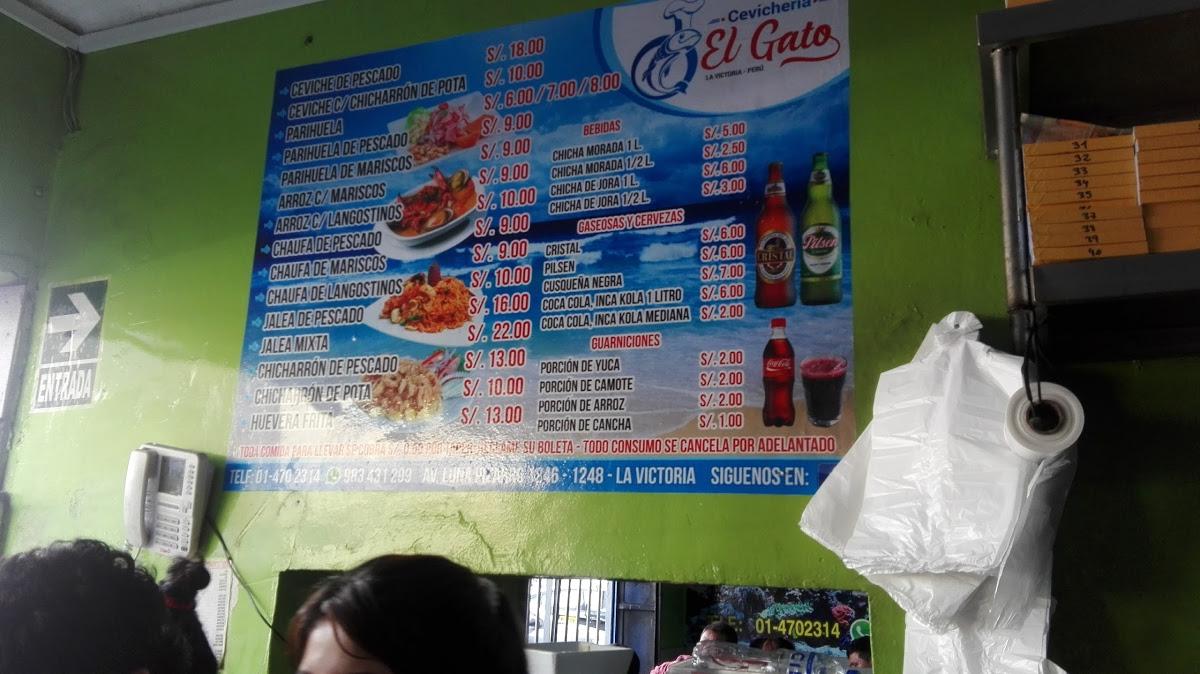Carta del restaurante El Gato, Lima