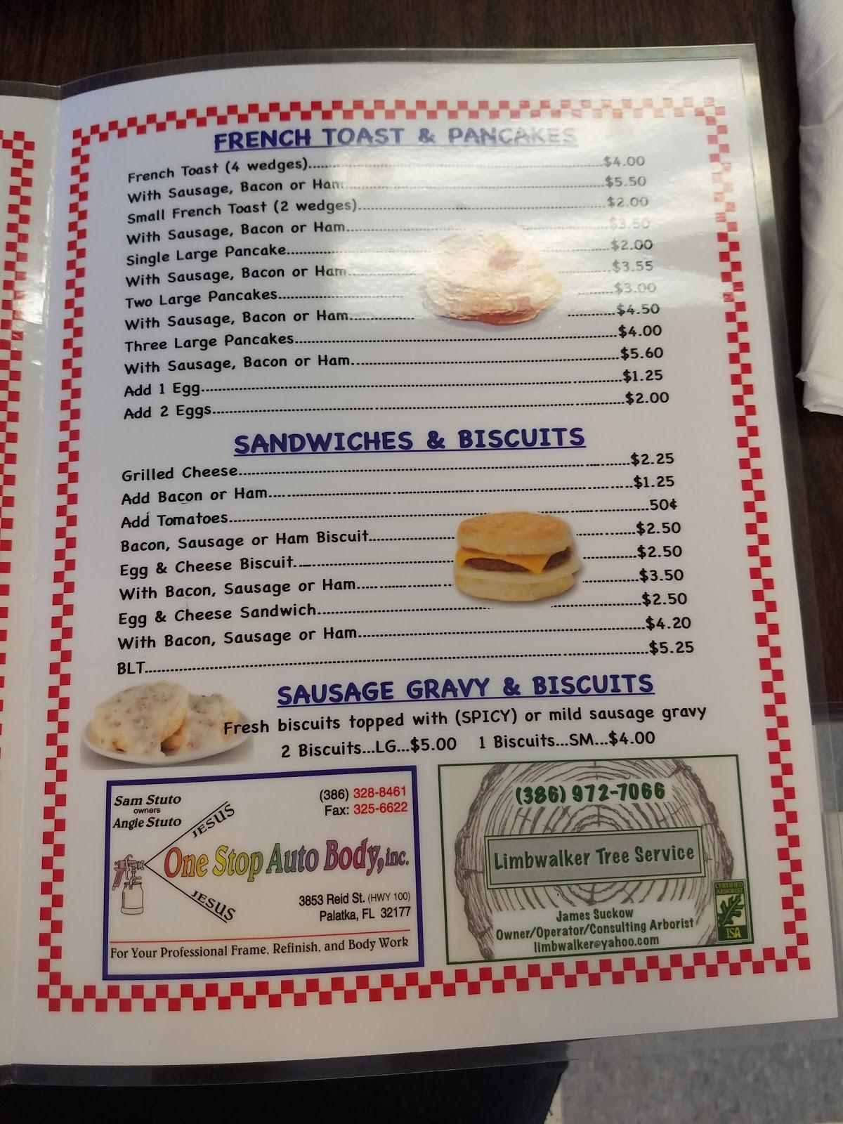 Menu at Lori's restaurant, Palatka
