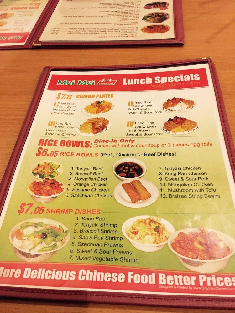 Menu at Mei Mei restaurant, Patterson