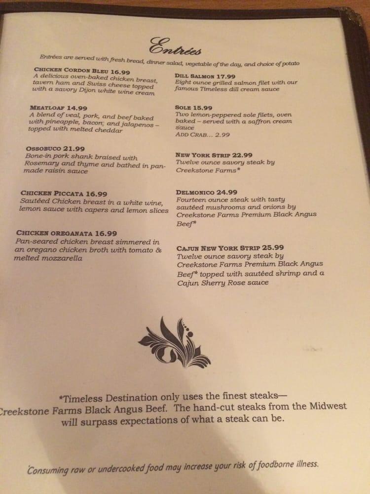 Menu at Timeless Destination pizzeria, Wellsboro