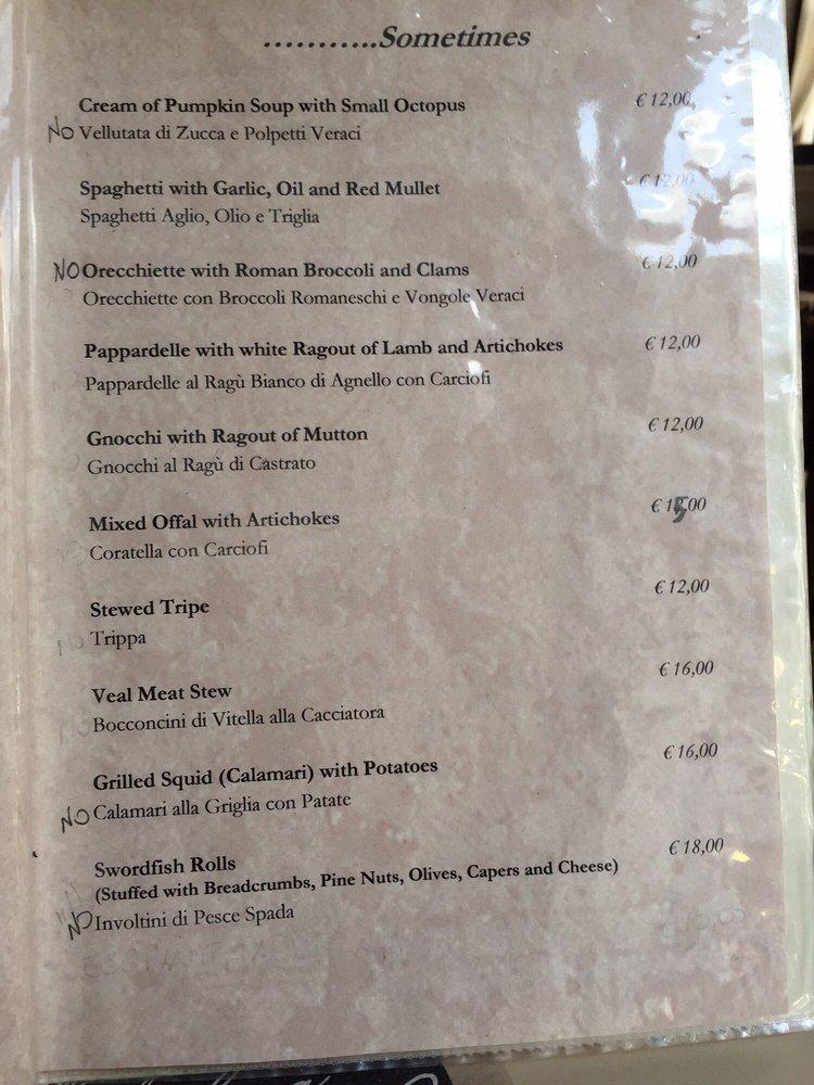 Menu at Tram Tram pub & bar, Rome