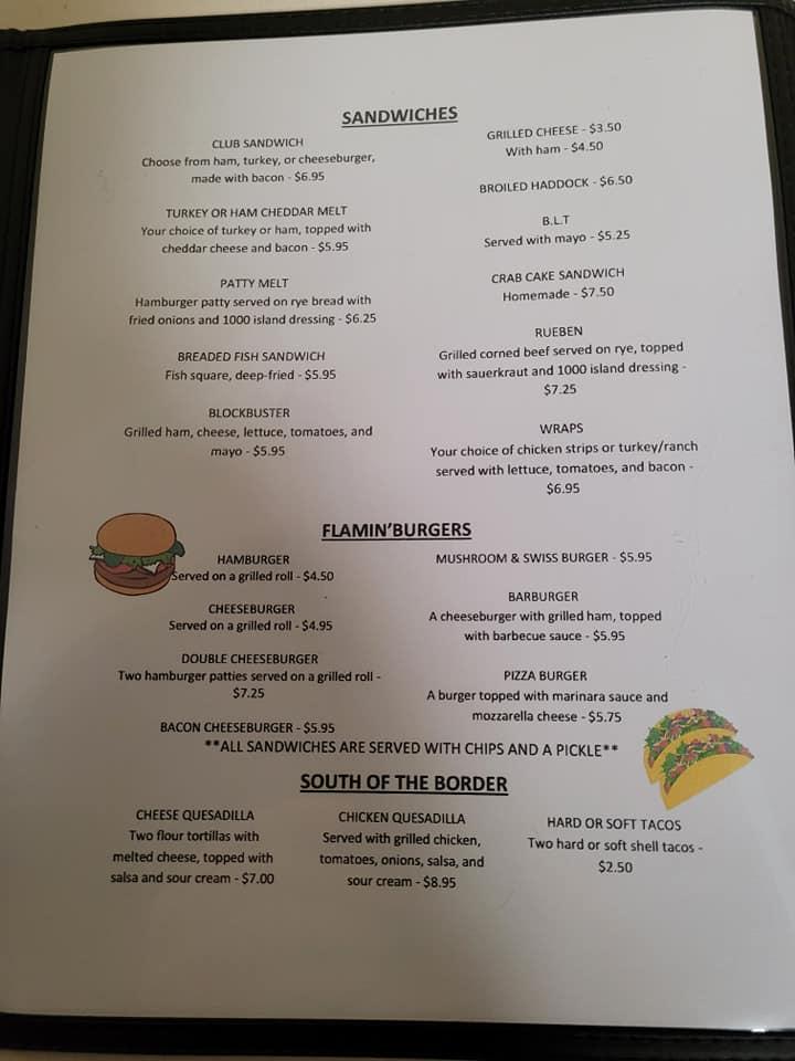Menu at Hot Point Inn pub & bar, Shippensburg