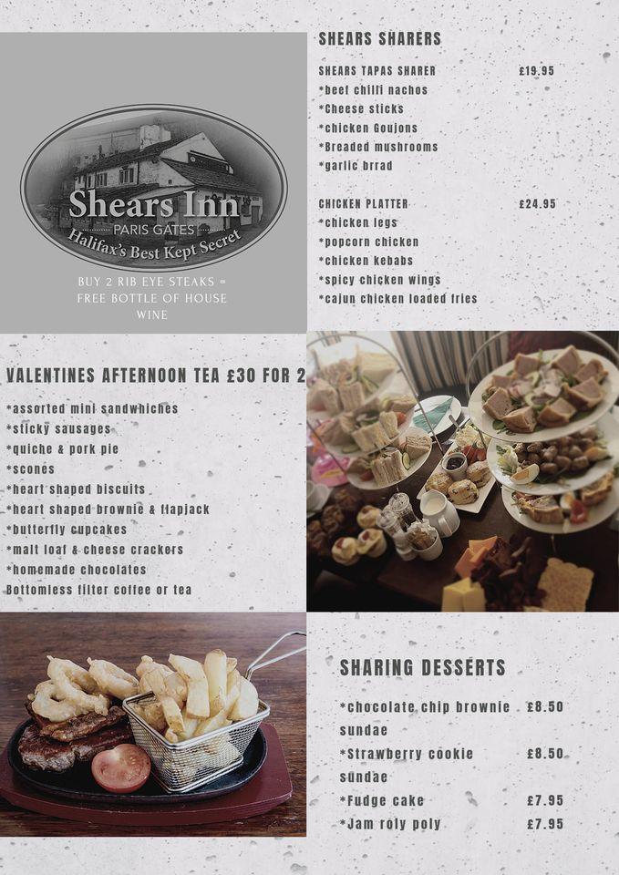 Menu at Shears Inn pub & bar, Halifax, 1 Paris Gates